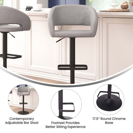 Flash Furniture Gray Fabric Adjustable Height Barstool CH 122070 GYFABBK GG Zoro